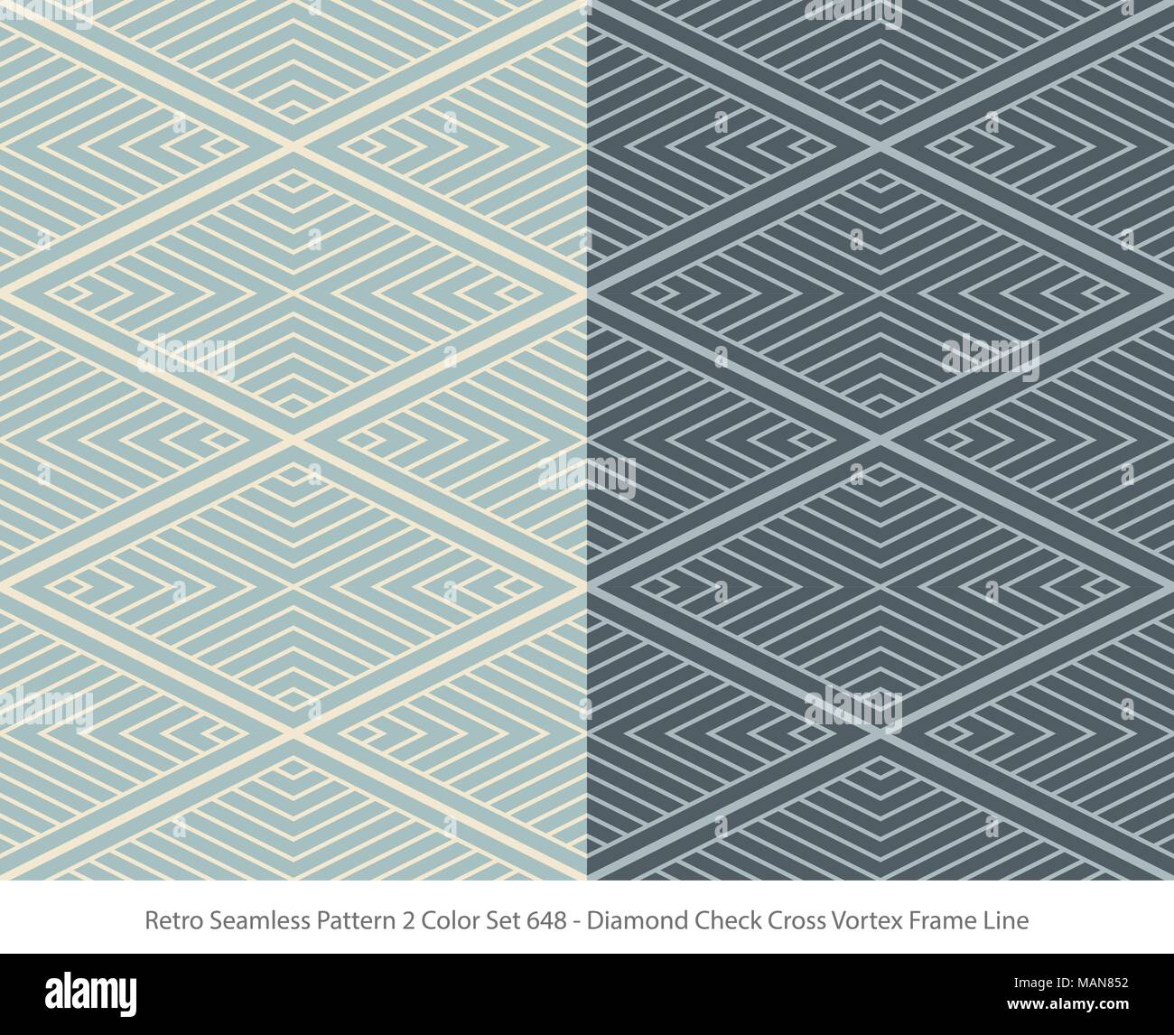 Retro Seamless Background 2 Color Set Diamond Check Cross Vortex Frame Line Stock Vector Image ...