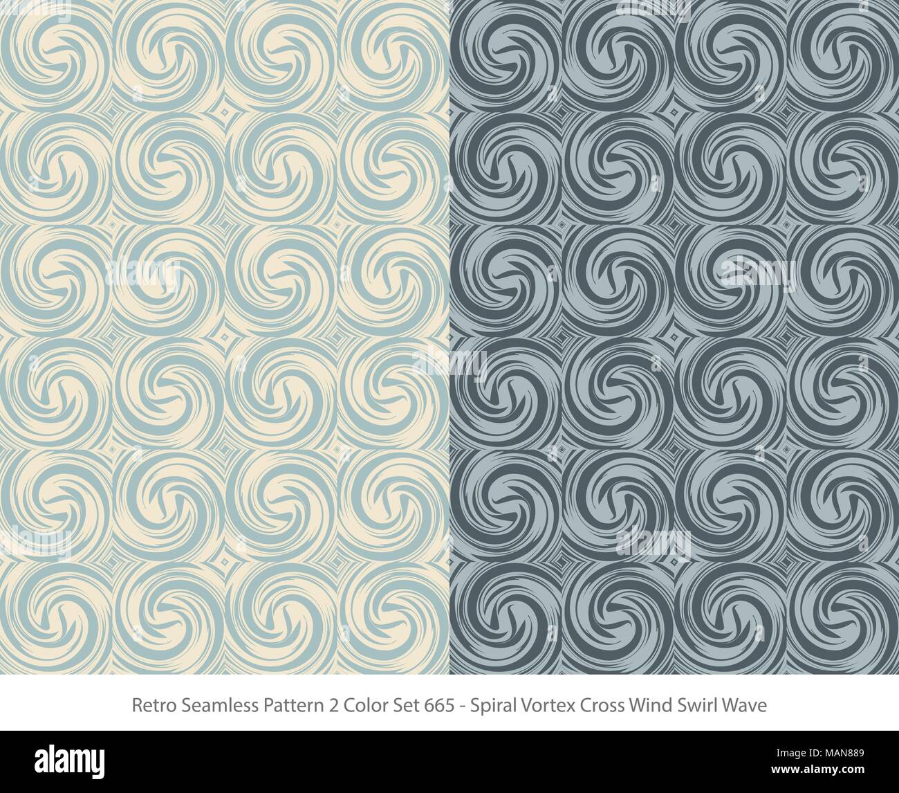 Retro Seamless Background 2 Color Set Spiral Vortex Cross Wind Swirl Wave Stock Vector Image ...