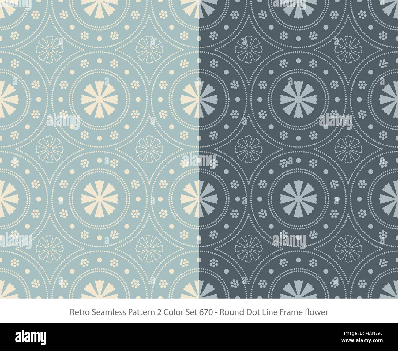 Retro Seamless Background 2 Color Set Round Dot Line Frame flower Stock Vector Image & Art - Alamy