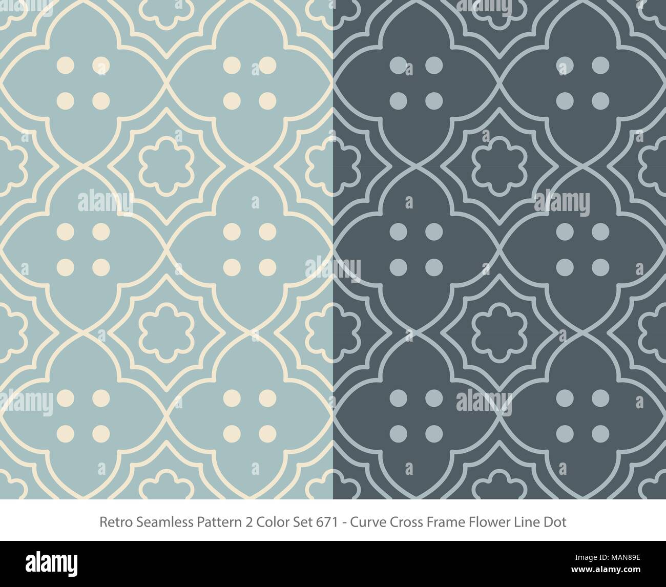 Retro Seamless Background 2 Color Set Curve Cross Frame Flower Line Dot Stock Vector Image & Art ...