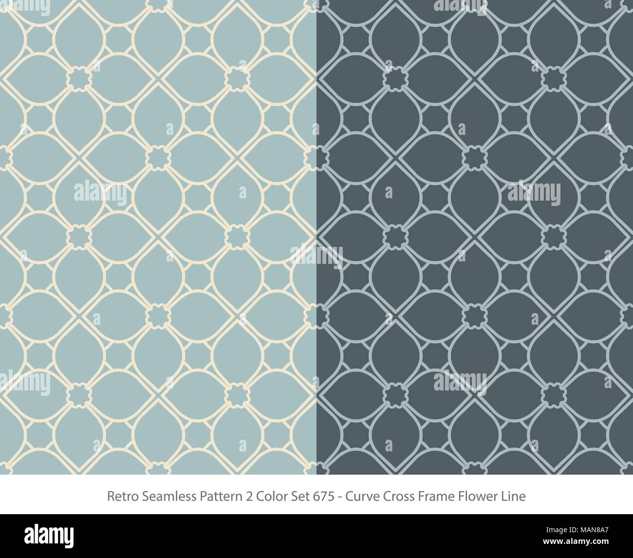 Retro Seamless Background 2 Color Set Curve Cross Frame Flower Line Stock Vector Image & Art - Alamy