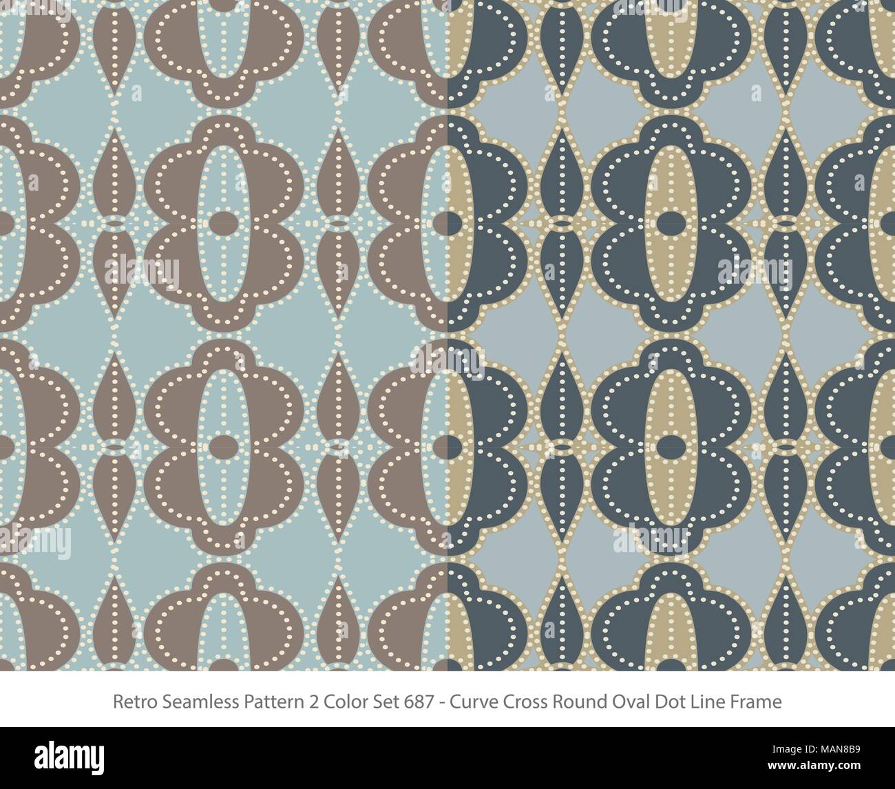 Retro Seamless Background 2 Color Set Curve Cross Round Oval Dot Line Frame Stock Vector Image ...