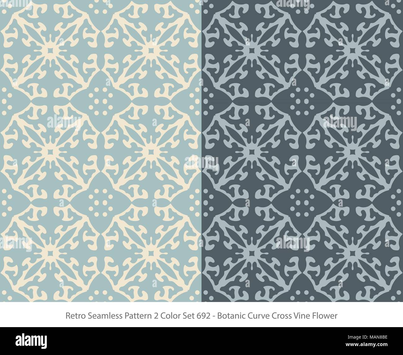 Retro Seamless Background 2 Color Set Botanic Curve Cross Vine Flower Stock Vector Image & Art ...