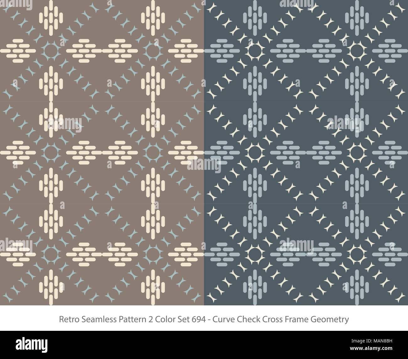 Retro Seamless Background 2 Color Set Curve Check Cross Frame Geometry Stock Vector Image & Art ...