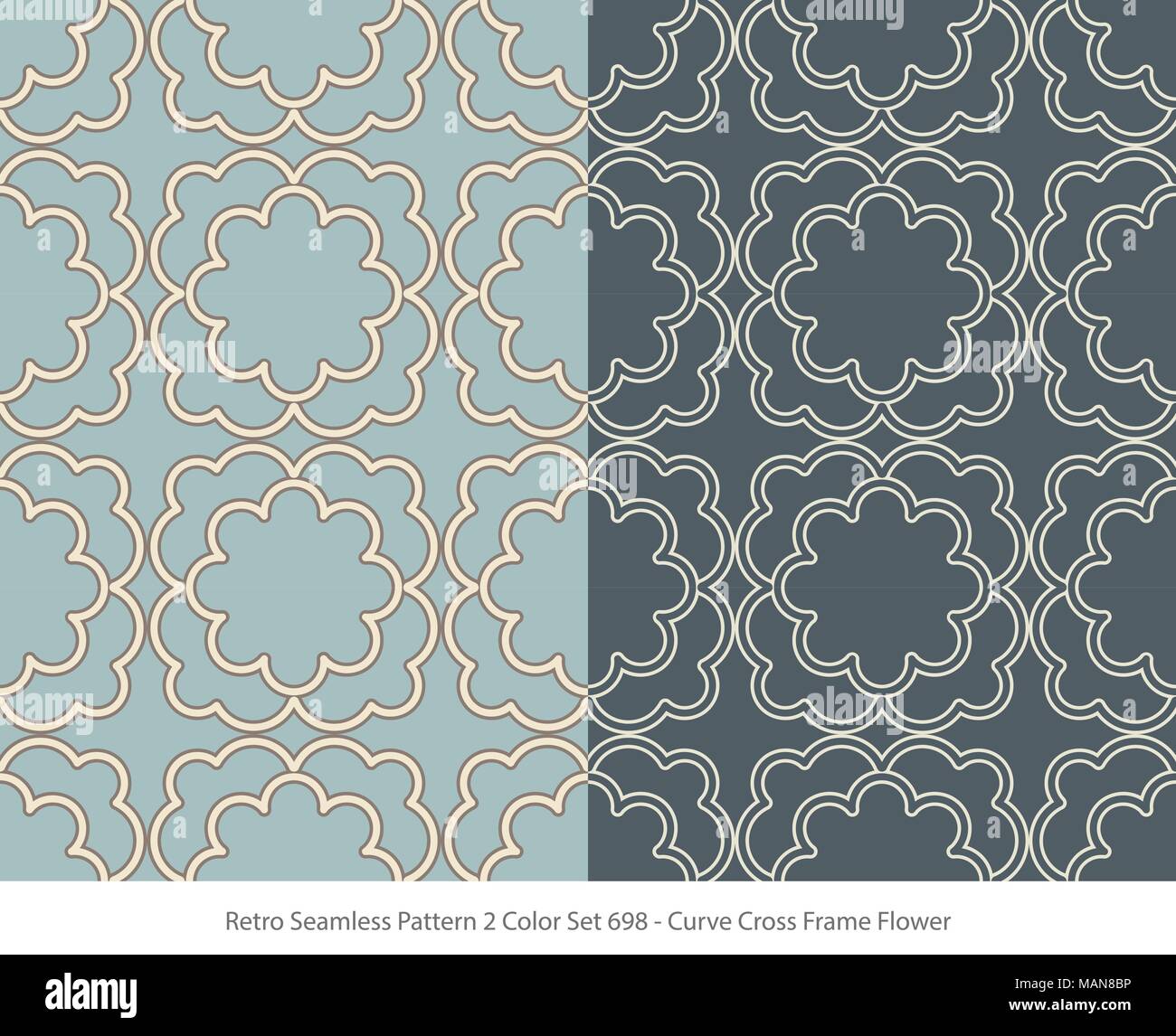Retro Seamless Background 2 Color Set Curve Cross Frame Flower Stock Vector Image & Art - Alamy