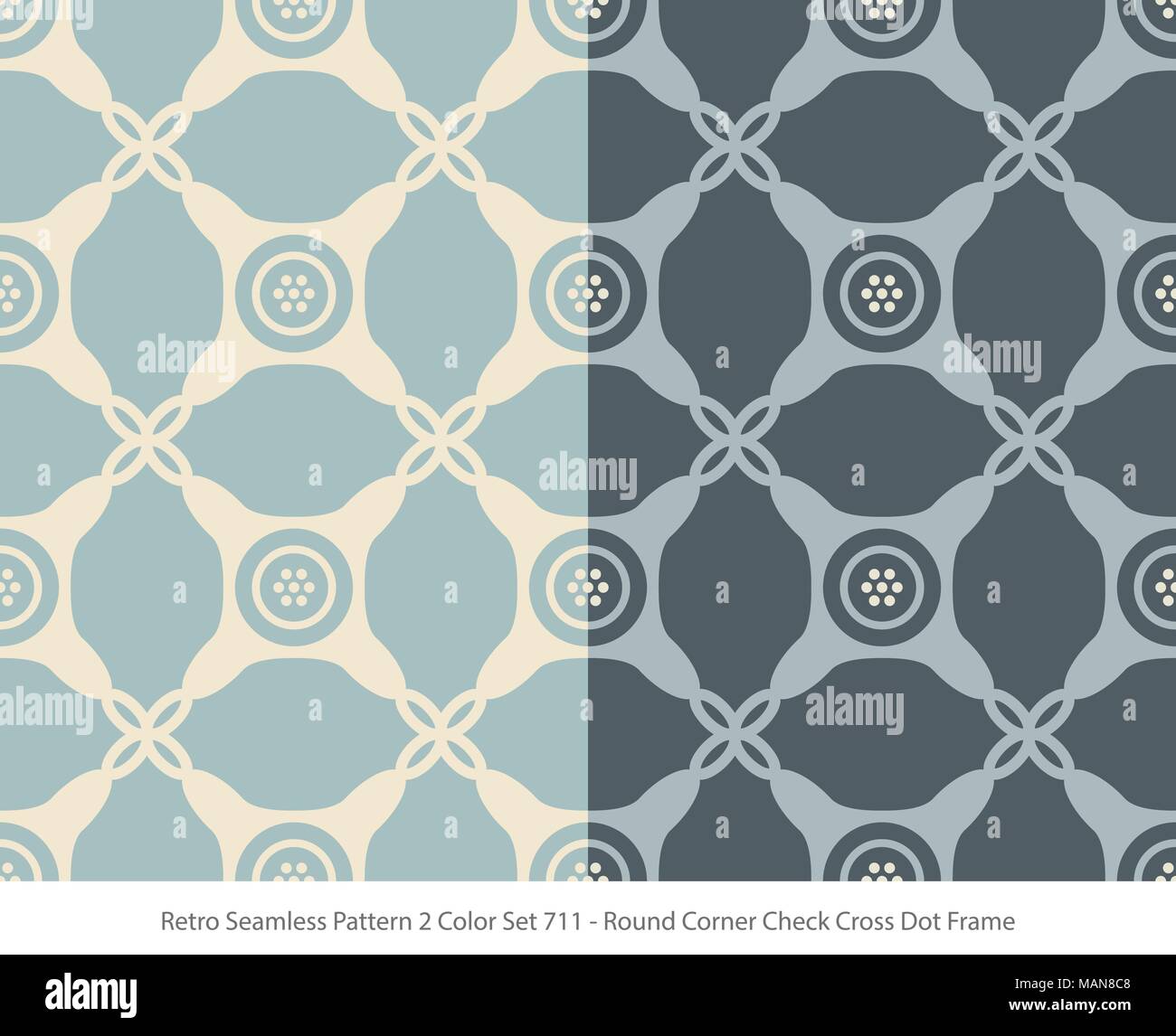 Retro Seamless Background 2 Color Set Round Corner Check Cross Dot ...