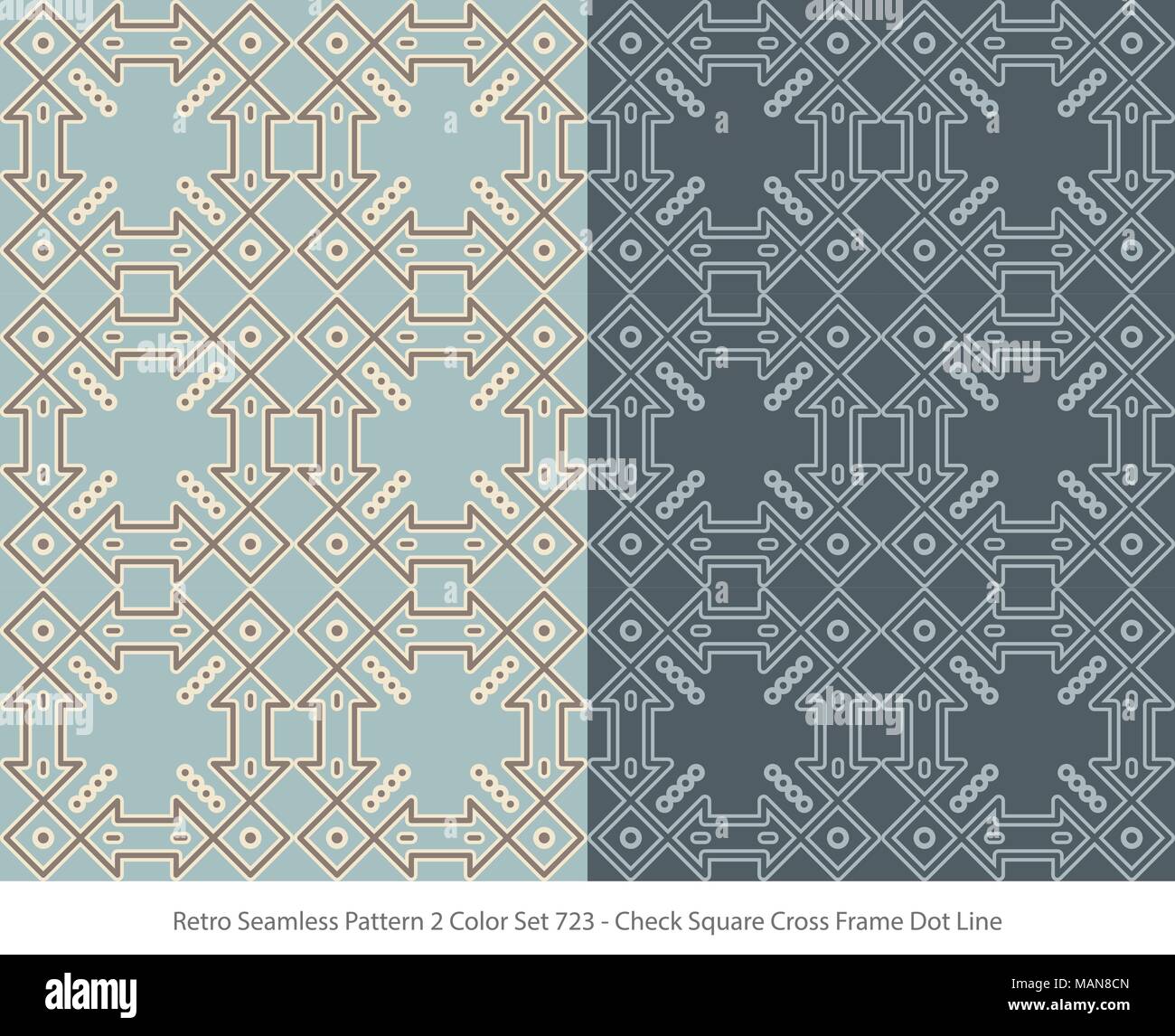 Retro Seamless Background 2 Color Set Check Square Cross Frame Dot Line Stock Vector Image & Art ...