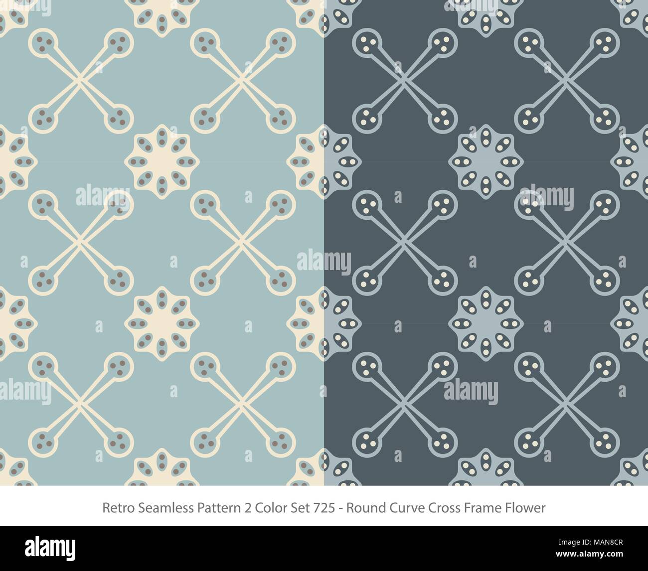 Retro Seamless Background 2 Color Set Round Curve Cross Frame Flower Stock Vector Image & Art ...