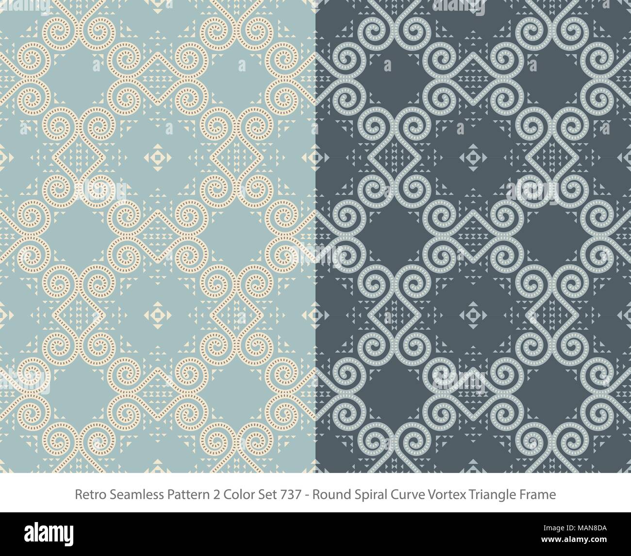 Retro Seamless Background 2 Color Set Round Spiral Curve Vortex Triangle Frame Stock Vector ...