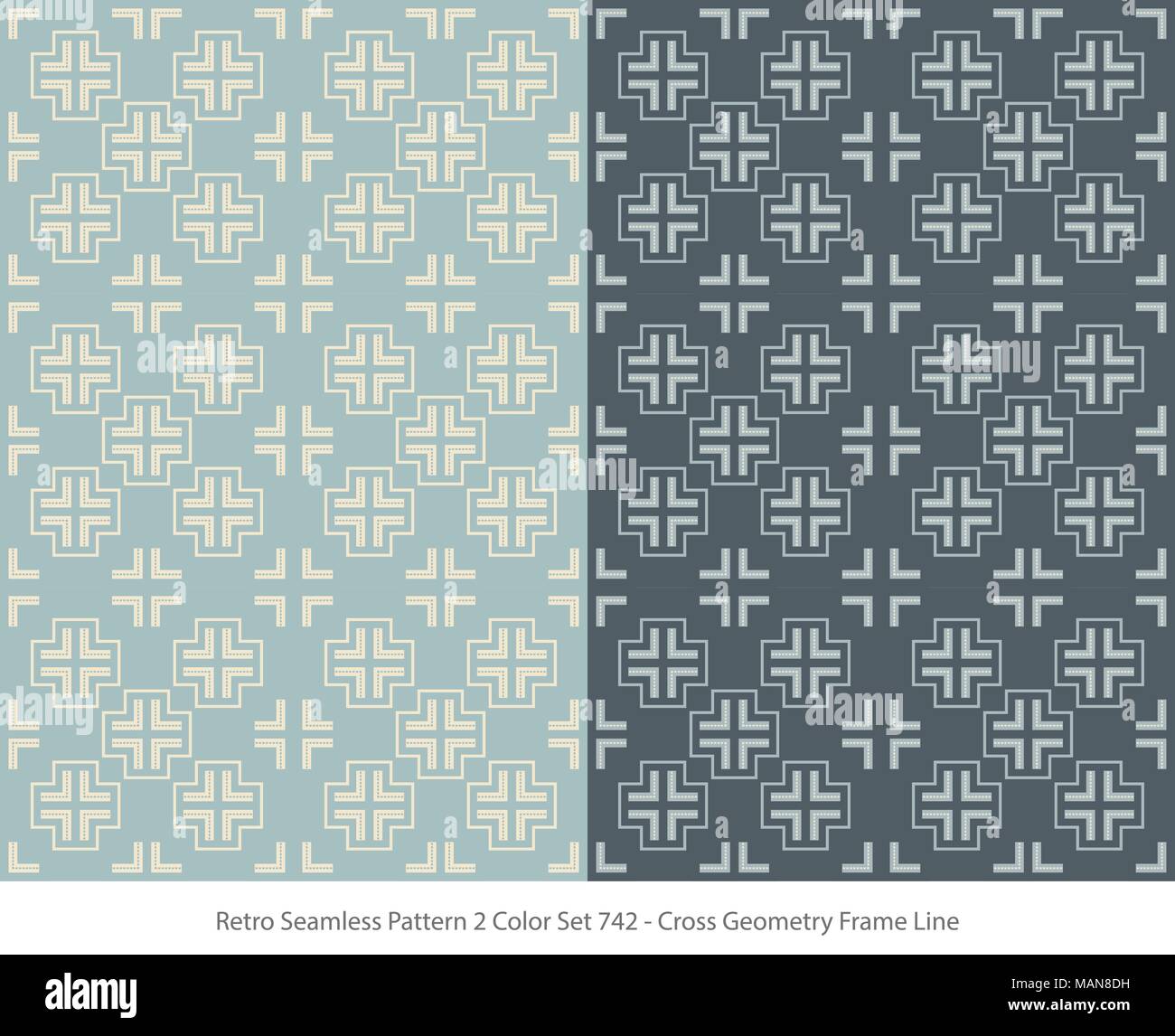 Retro Seamless Background 2 Color Set Cross Geometry Frame Line Stock Vector Image & Art - Alamy