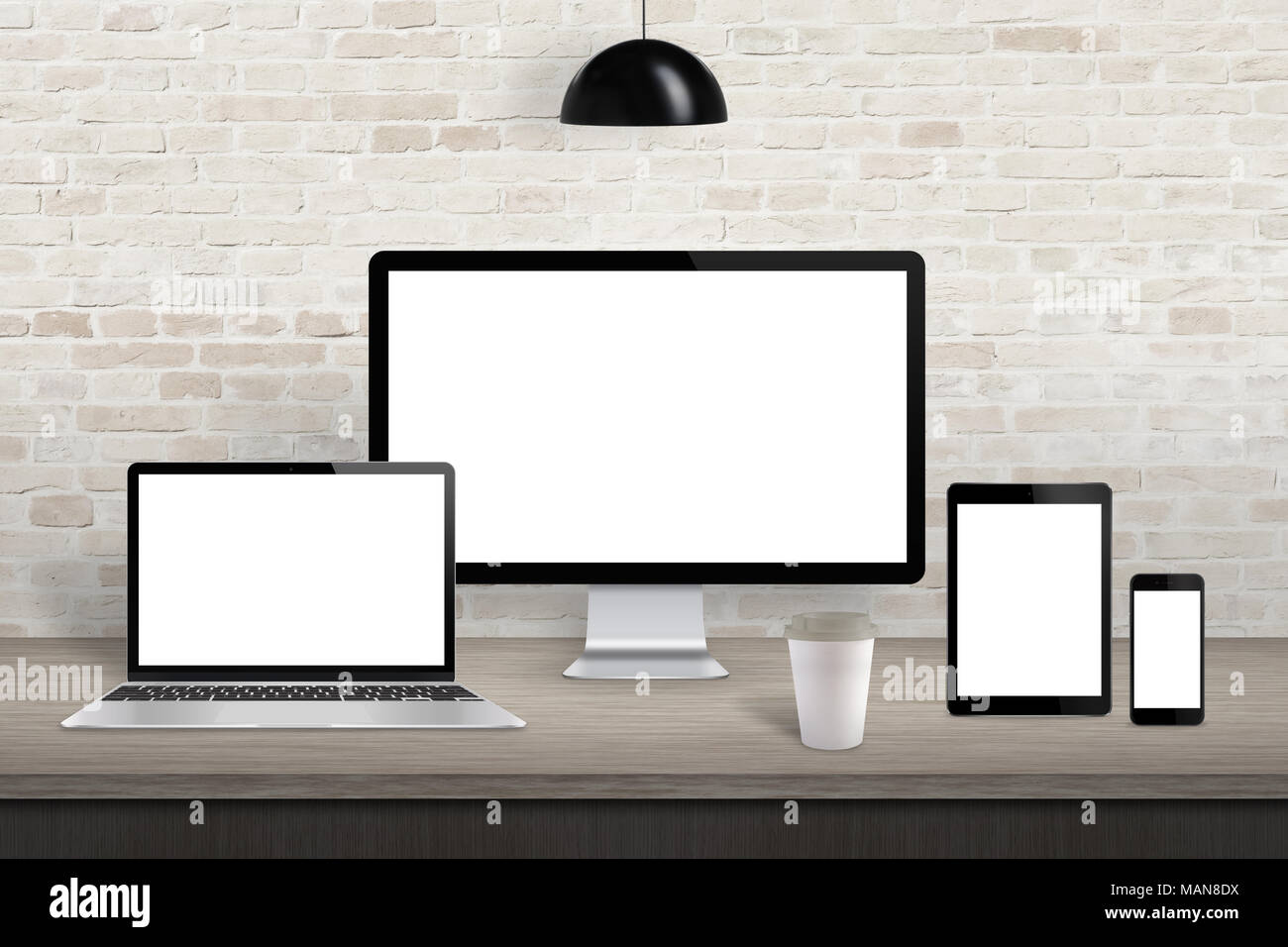Computer display, laptop, tablet and mobile phone with isolated screen ...