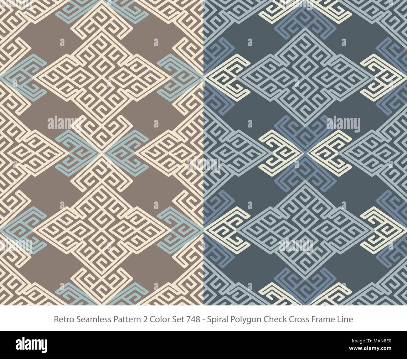Retro Seamless Background 2 Color Set Spiral Polygon Check Cross Frame ...