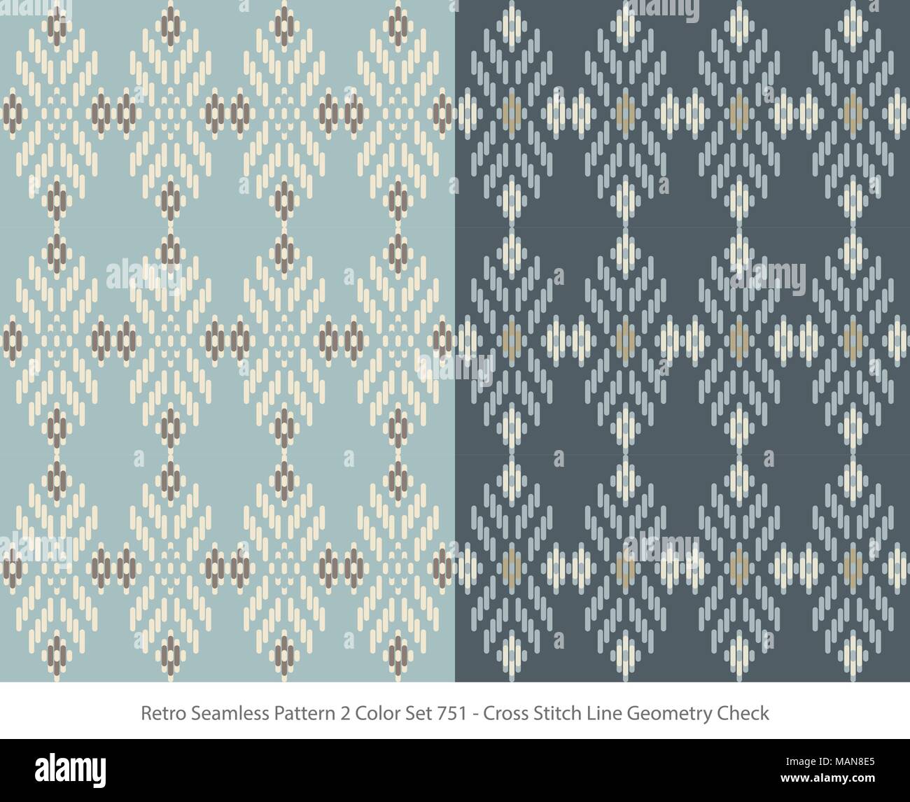 Retro Seamless Background 2 Color Set Cross Stitch Line Geometry Check Stock Vector Image & Art ...