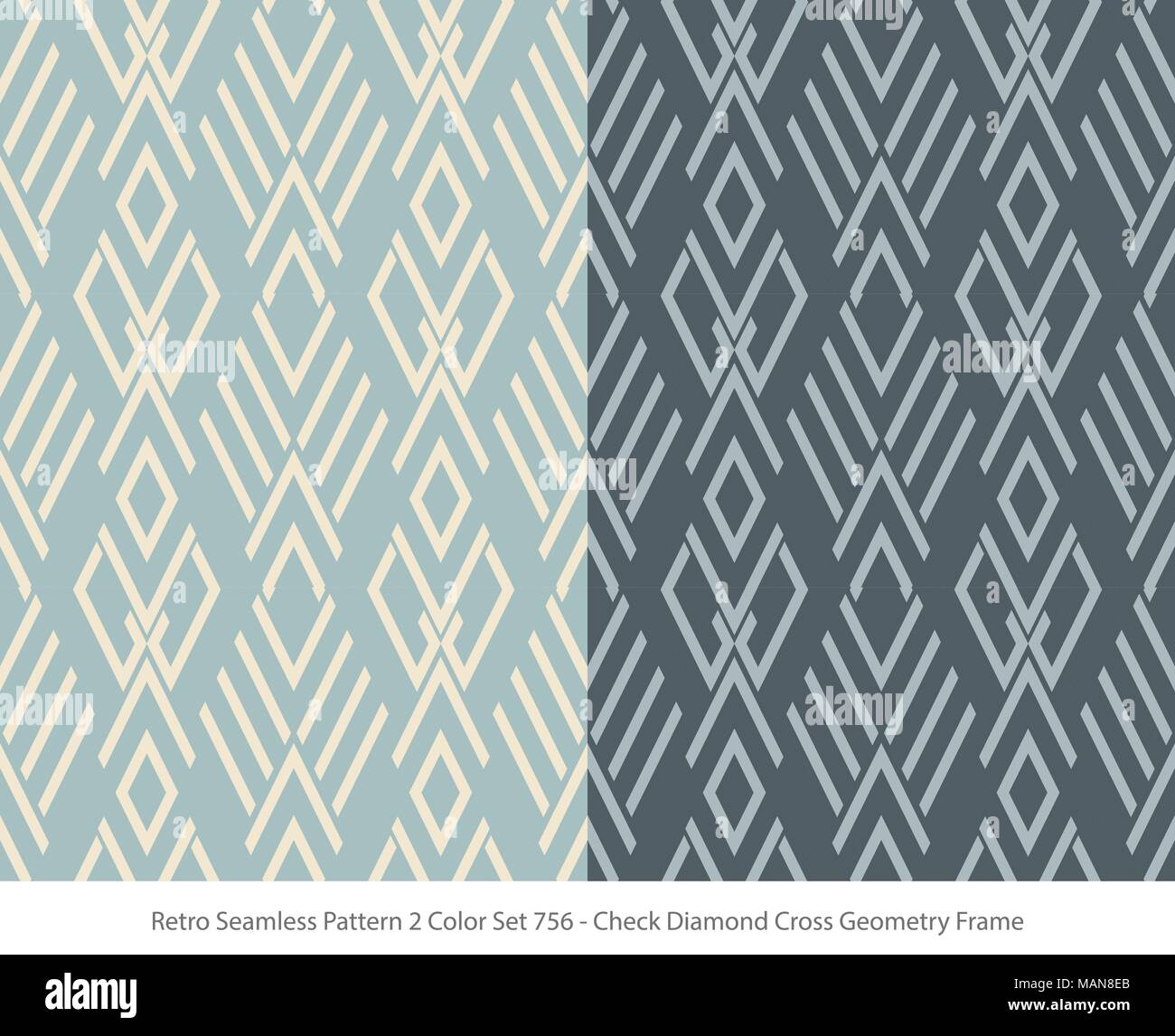Retro Seamless Background 2 Color Set Check Diamond Cross Geometry Frame Stock Vector Image ...