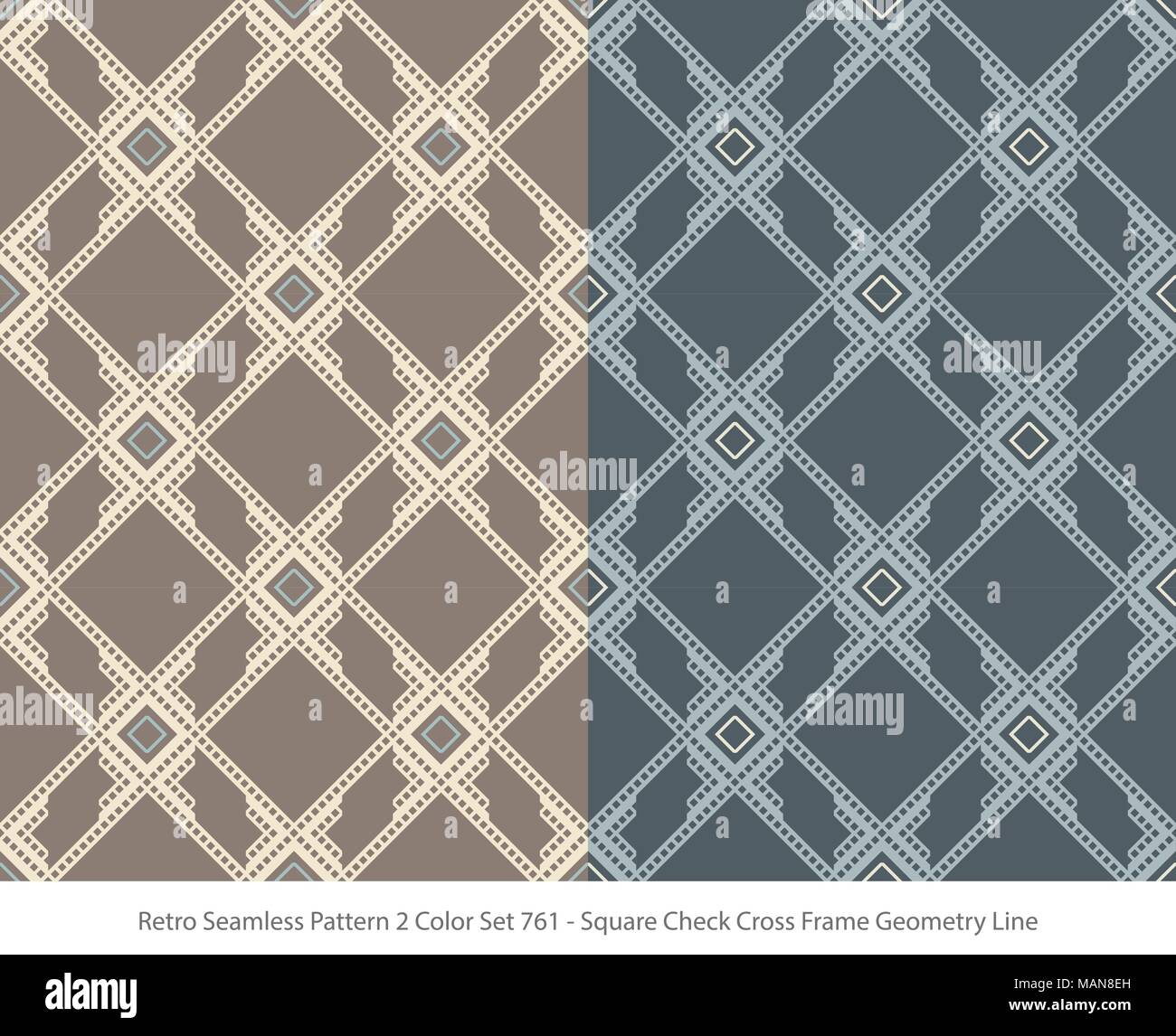 Retro Seamless Background 2 Color Set Square Check Cross Frame Geometry Line Stock Vector Image ...