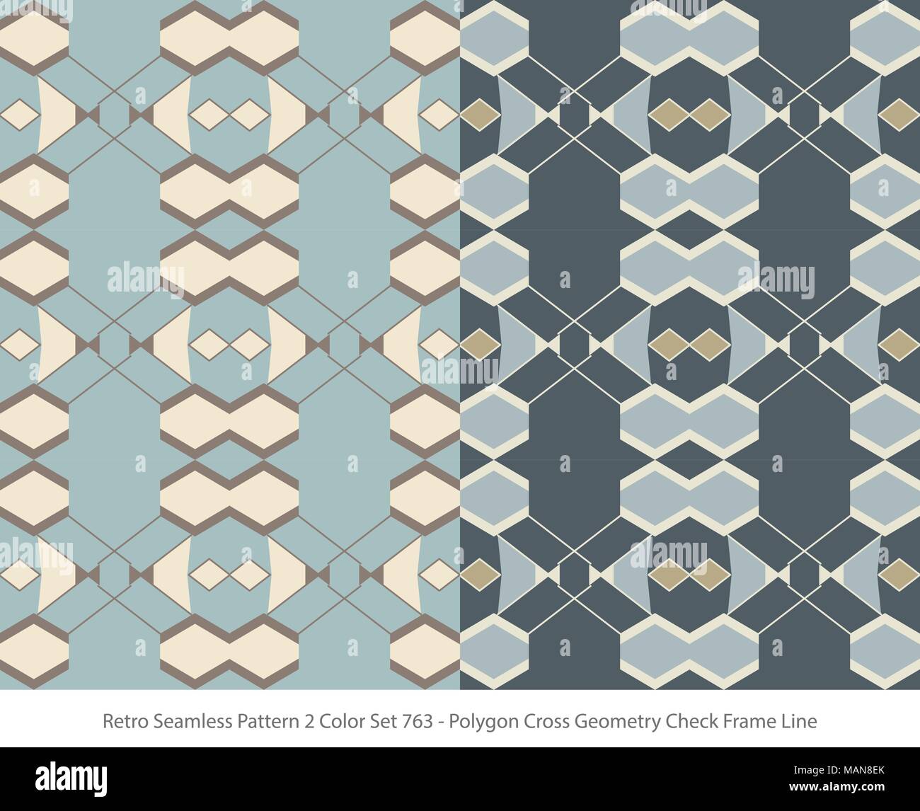 Retro Seamless Background 2 Color Set Polygon Cross Geometry Check Frame Line Stock Vector Image ...