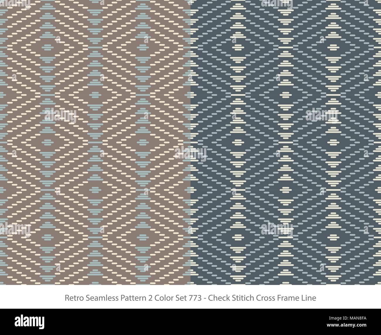 Retro Seamless Background 2 Color Set Check Stitich Cross Frame Line Stock Vector Image & Art ...