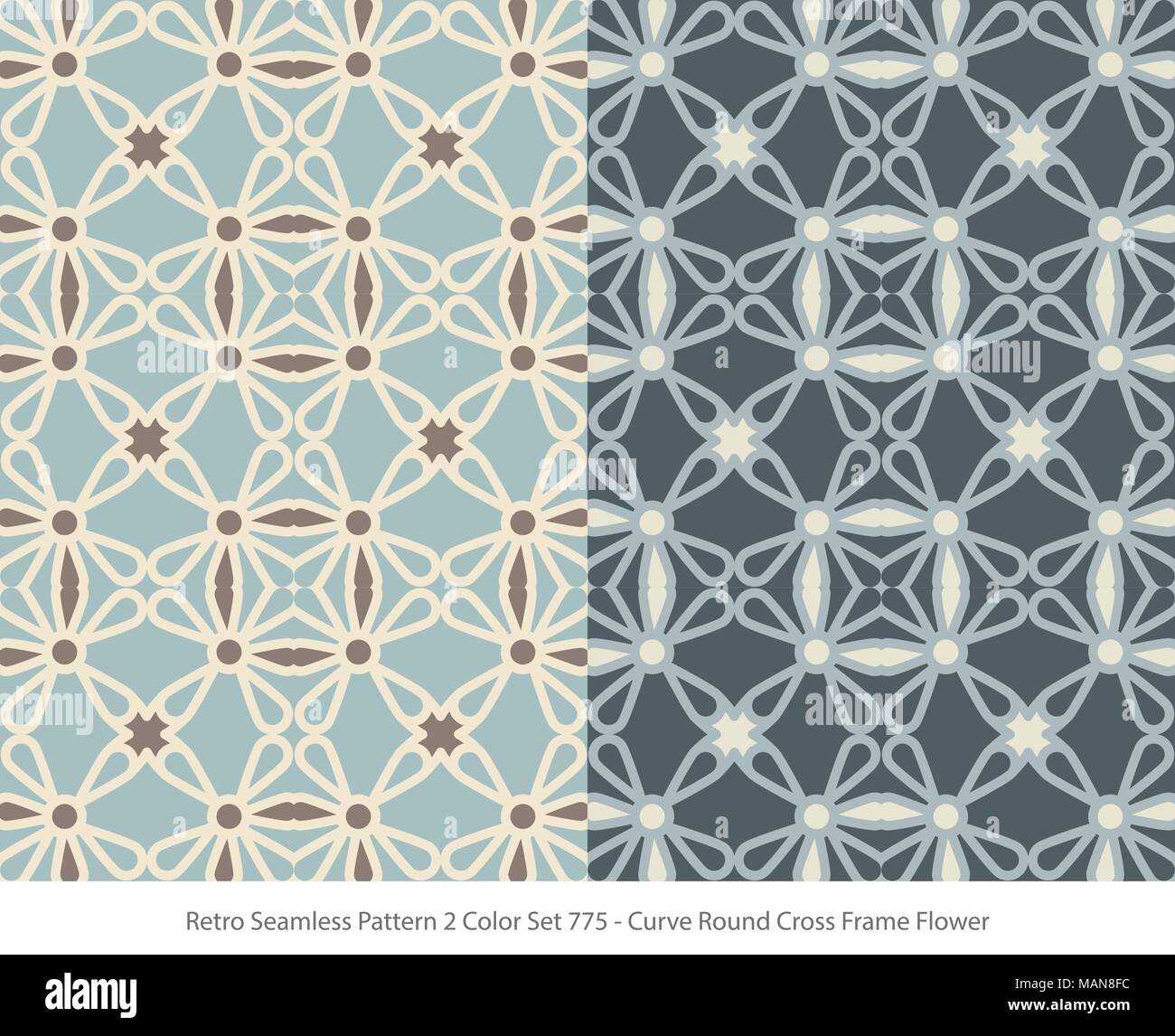 Retro Seamless Background 2 Color Set Curve Round Cross Frame Flower Stock Vector Image & Art ...