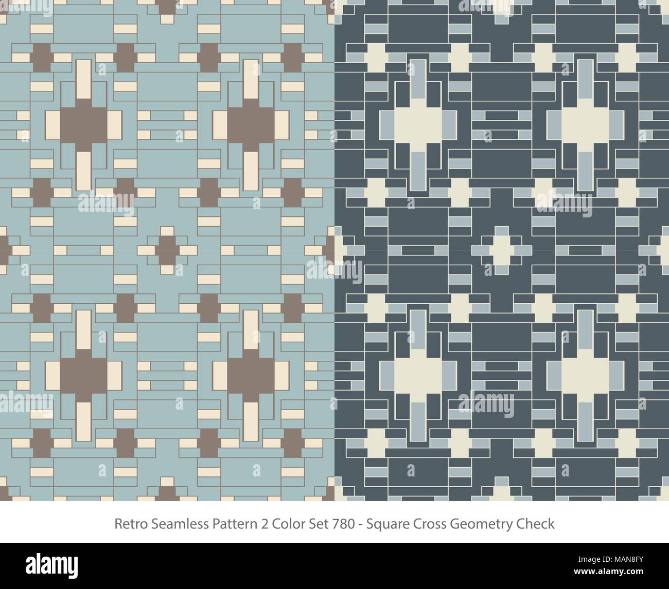 Retro Seamless Background 2 Color Set Square Cross Geometry Check Stock Vector Image & Art - Alamy