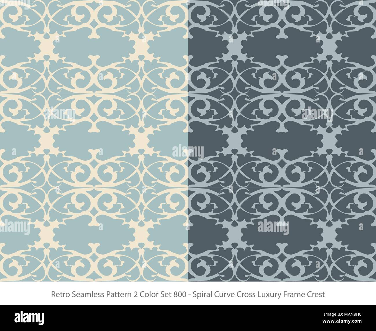 Retro Seamless Background 2 Color Set Spiral Curve Cross Luxury Frame Crest Stock Vector Image ...