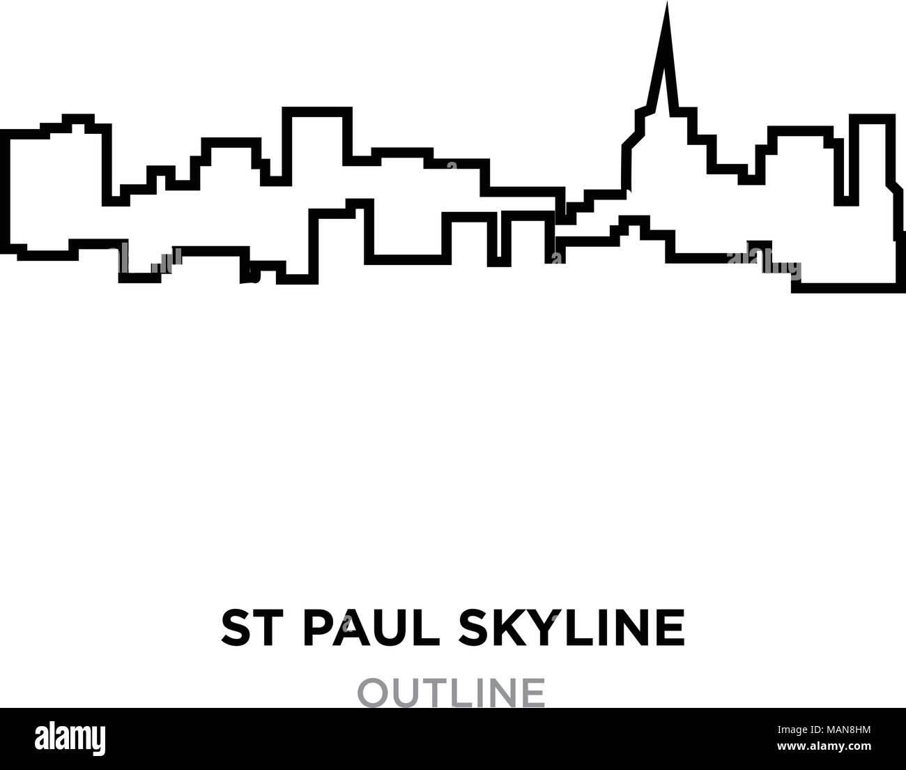 st paul skyline outline on white background, vector illustration Stock ...