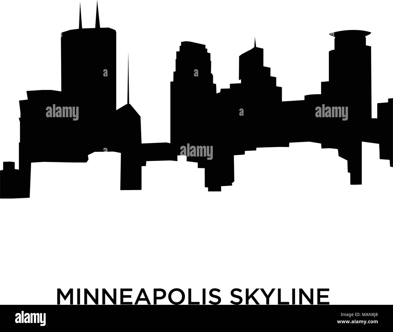 minneapolis skyline on white background, vector illustration Stock ...