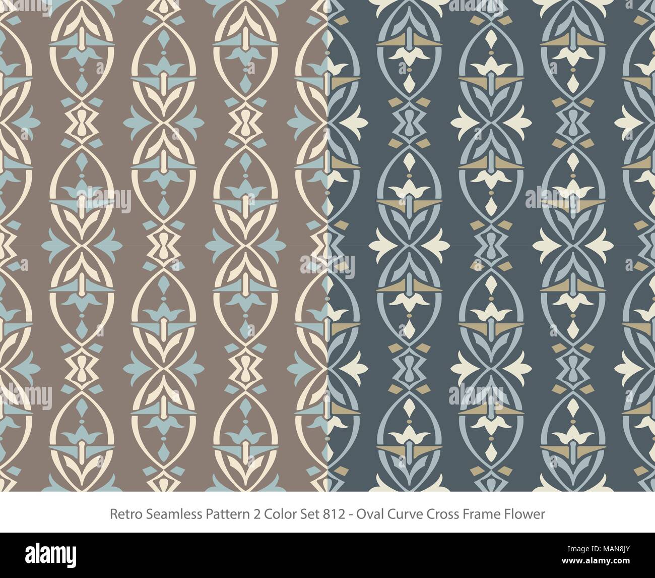 Retro Seamless Background 2 Color Set Oval Curve Cross Frame Flower Stock Vector Image & Art - Alamy