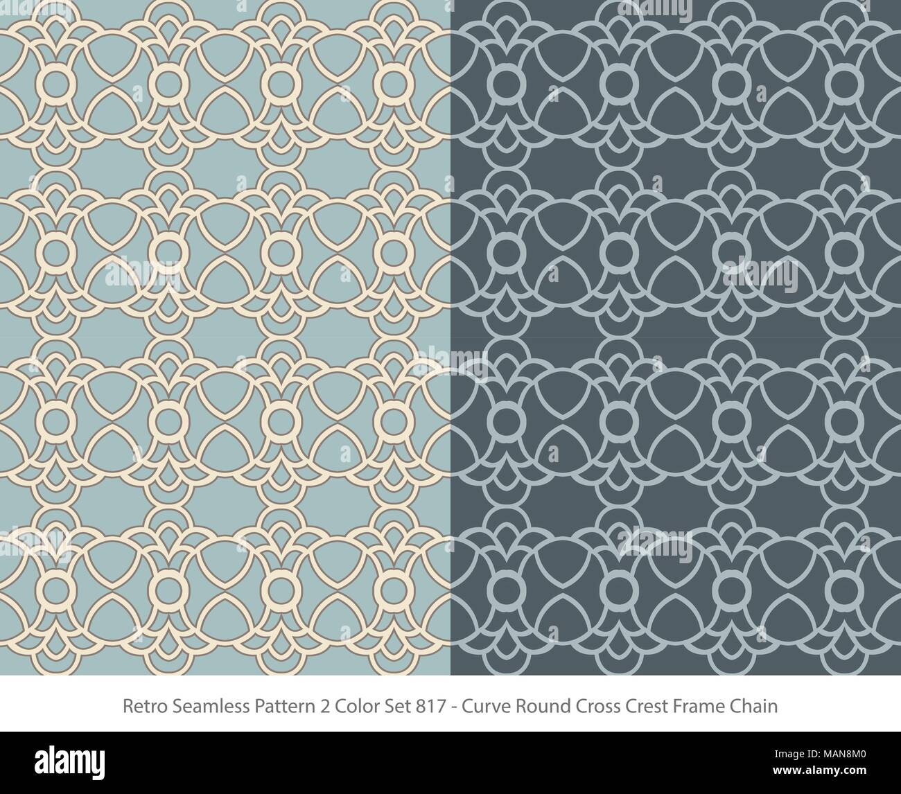 Retro Seamless Background 2 Color Set Curve Round Cross Crest Frame Chain Stock Vector Image ...