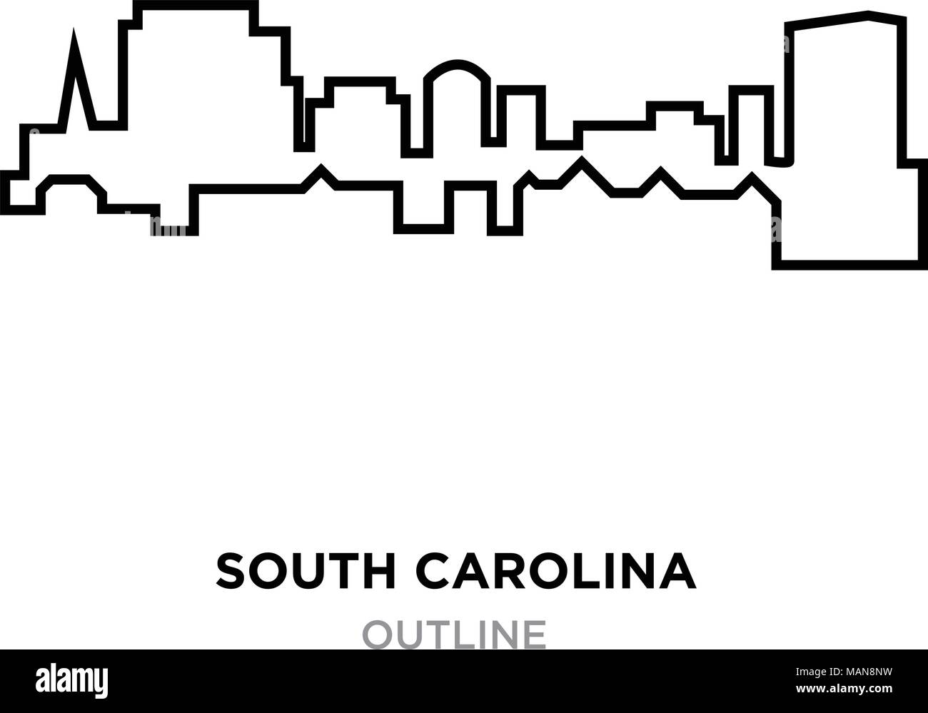 south carolina outline on white background, vector illustration Stock ...