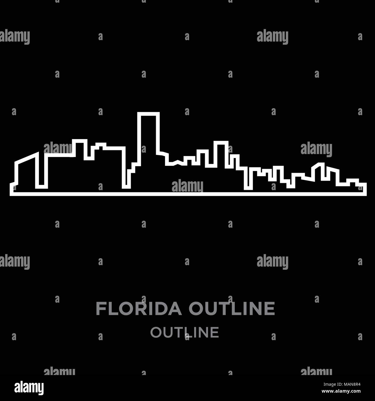white border florida outline png on black background, vector ...