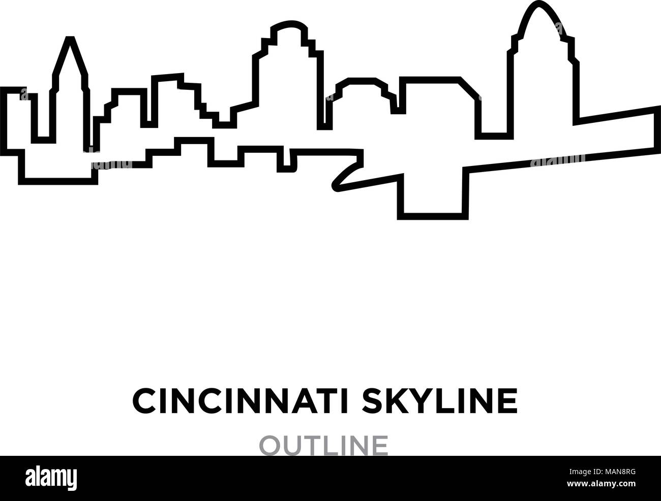 cincinnati skyline outlineon white background, vector illustration ...