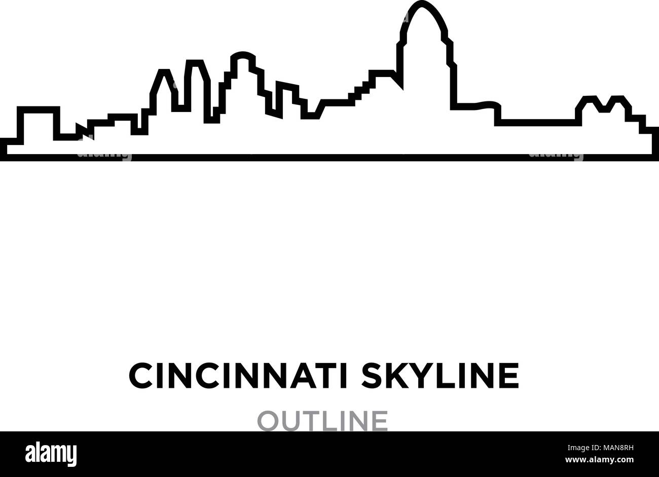 cincinnati skyline outlineon white background, vector illustration ...