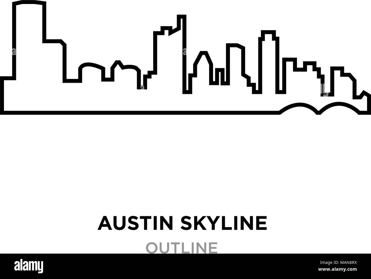 austin skyline outline on white background, vector illustration Stock ...