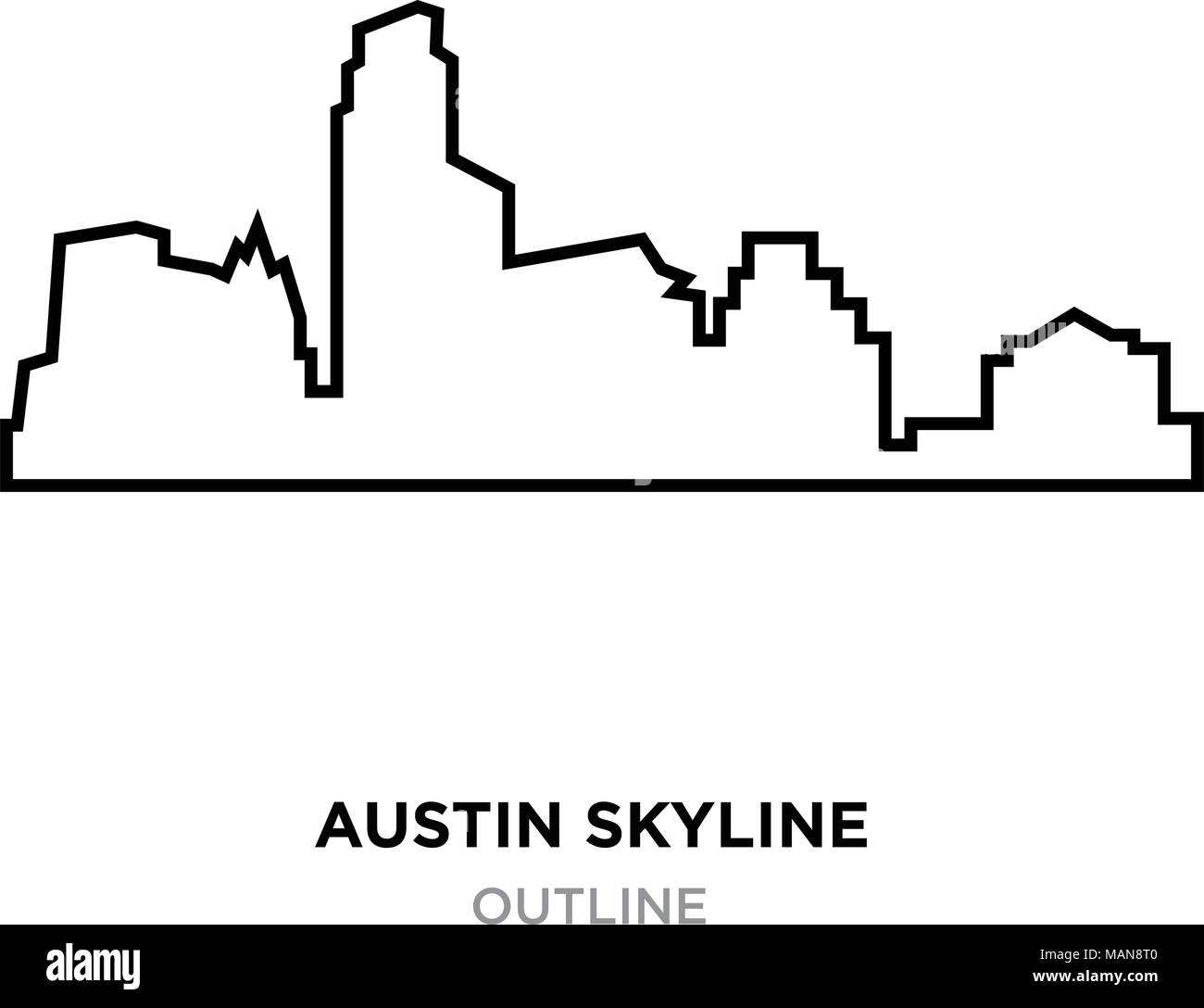 austin skyline outline on white background, vector illustration Stock ...