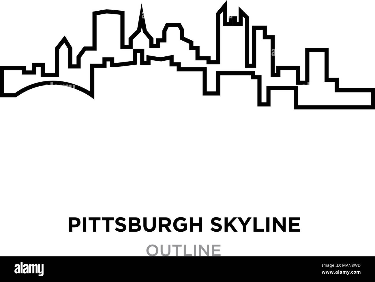 pittsburgh skyline outline on white background, vector illustration ...