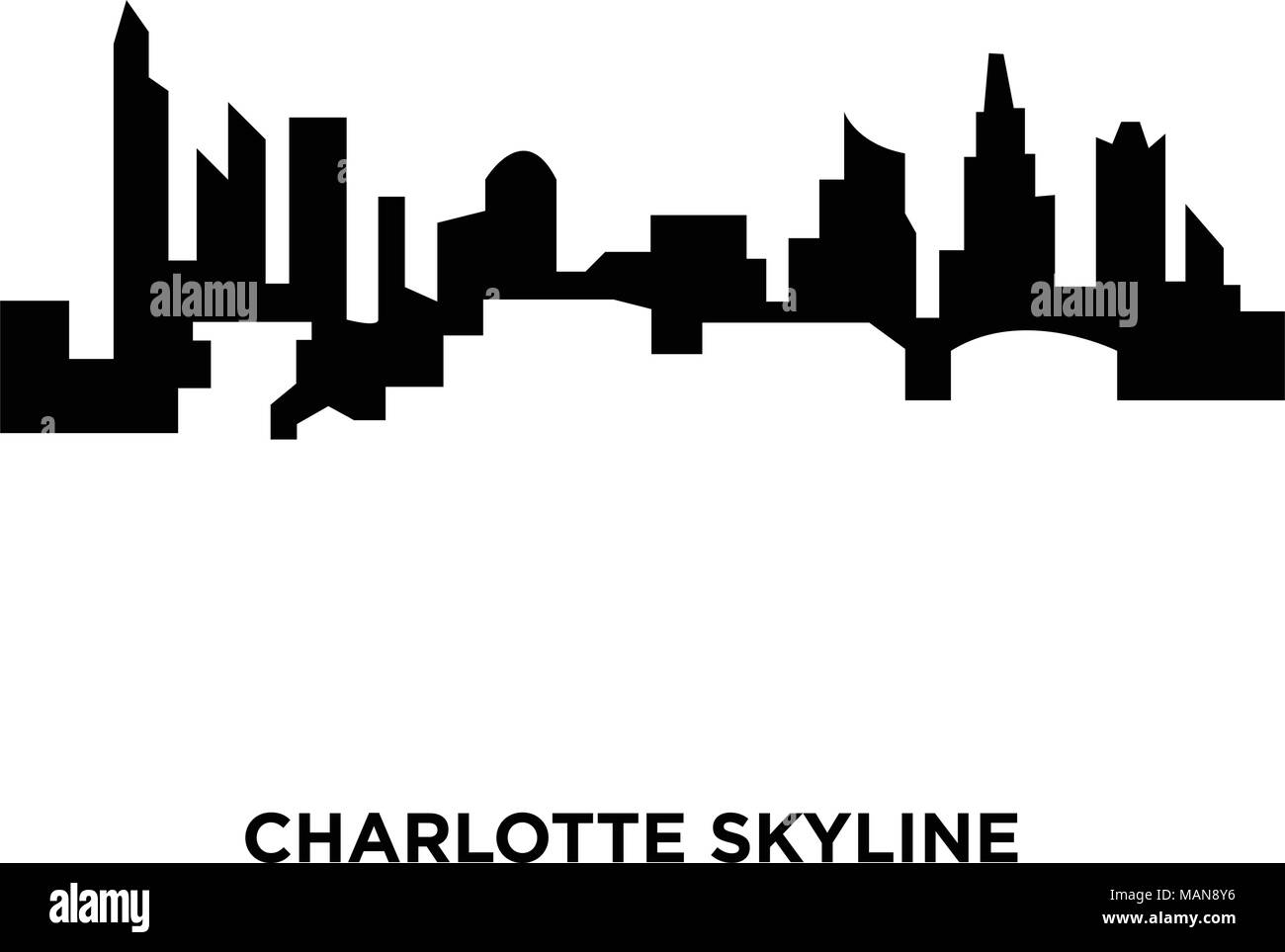 charlotte skyline silhouette on white background, vector illustration ...