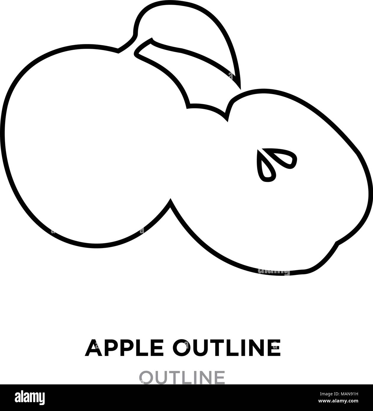 apple outline clipart on white background, vector illustration Stock ...