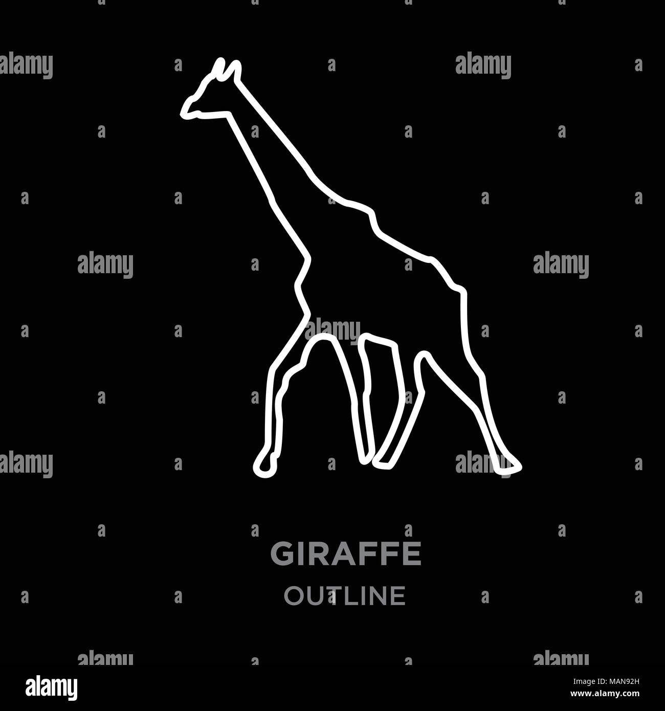 Giraffe Silhouette Outline Black and White Stock Photos & Images - Alamy