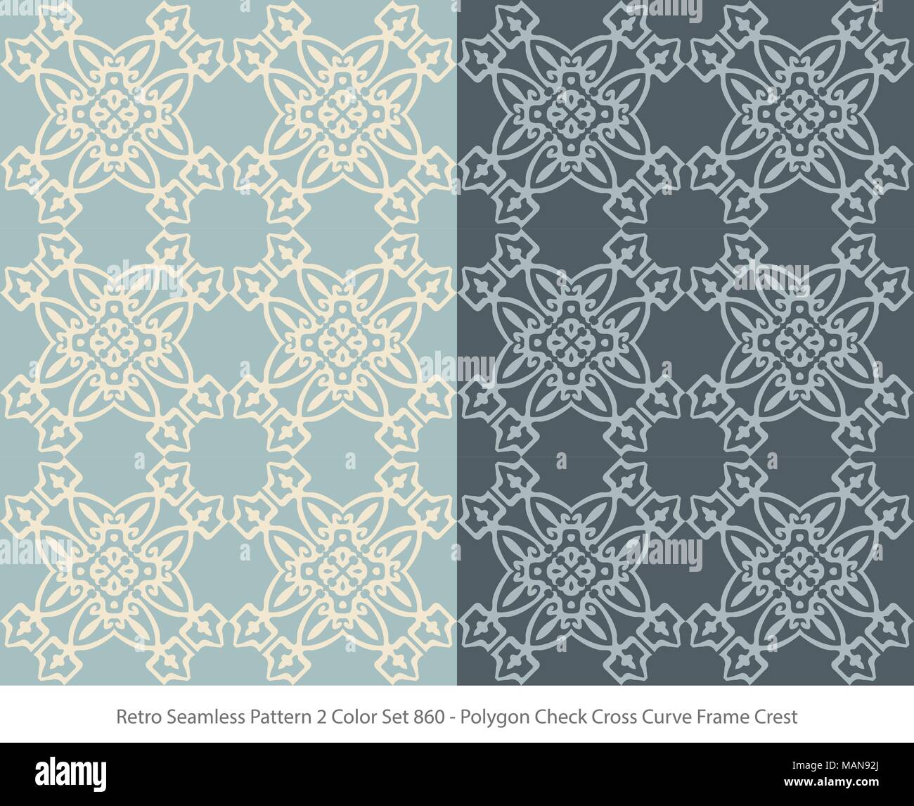 Retro Seamless Background 2 Color Set Polygon Check Cross Curve Frame Crest Stock Vector Image ...
