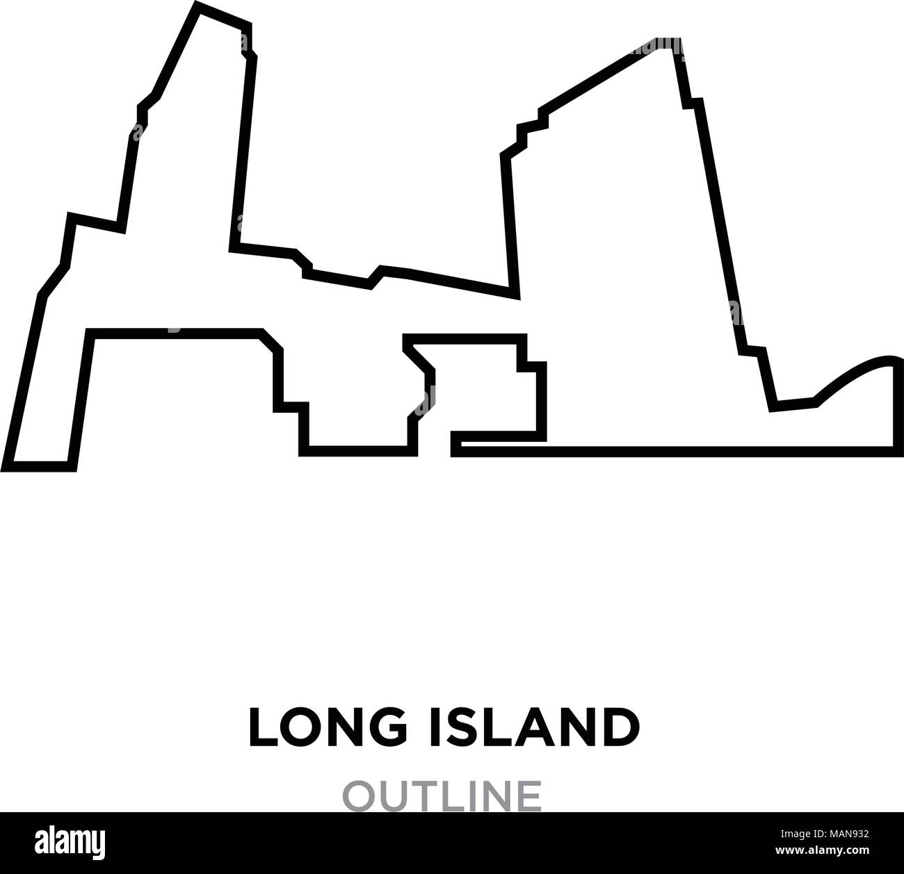 long island outline on white background, vector illustration Stock ...