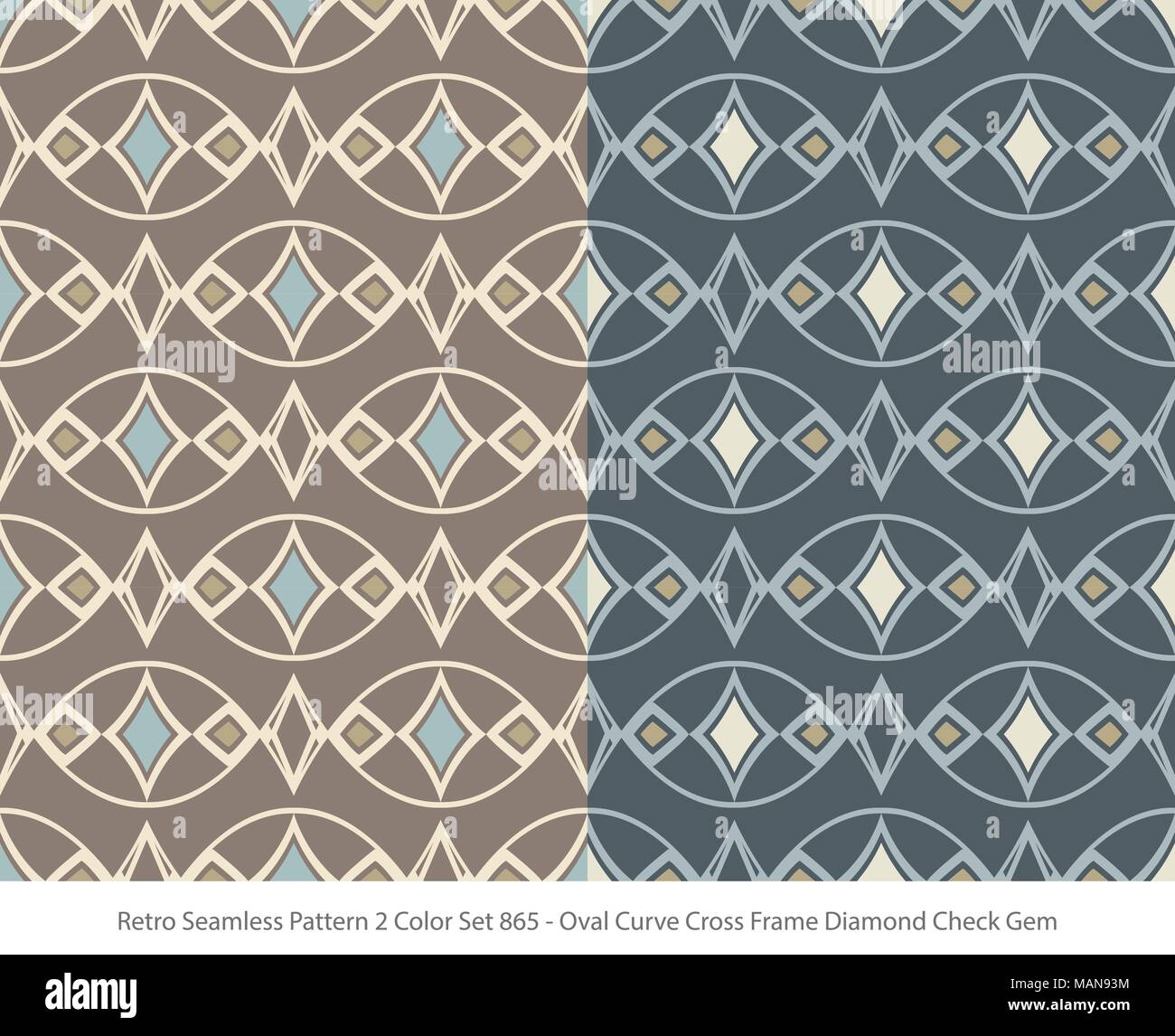 Retro Seamless Background 2 Color Set Oval Curve Cross Frame Diamond Check Gem Stock Vector ...