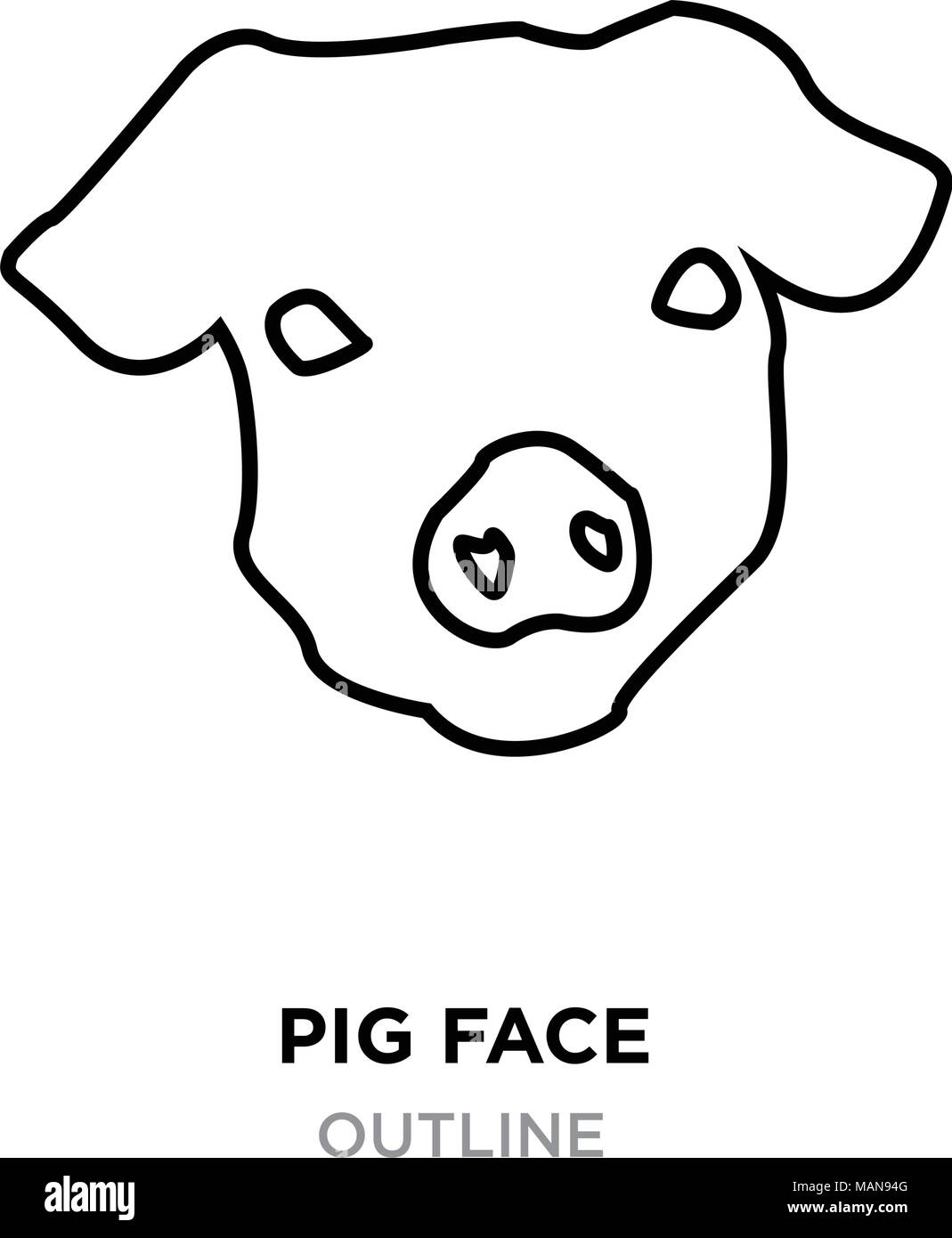 pig face outline on white background, vector illustration Stock Vector ...