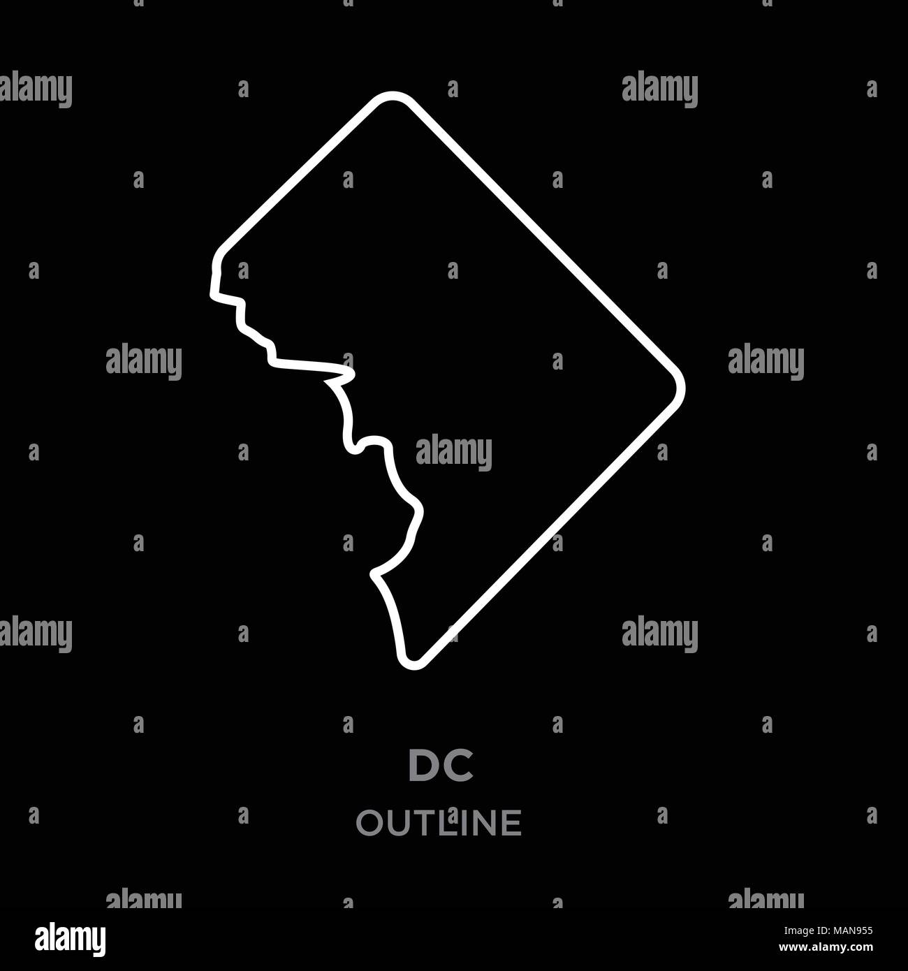 white border dc outline on black background, vector illustration Stock ...