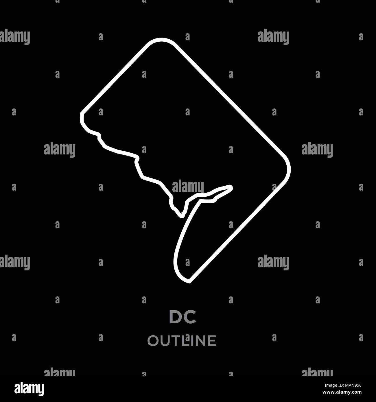 white border dc outline on black background, vector illustration Stock ...