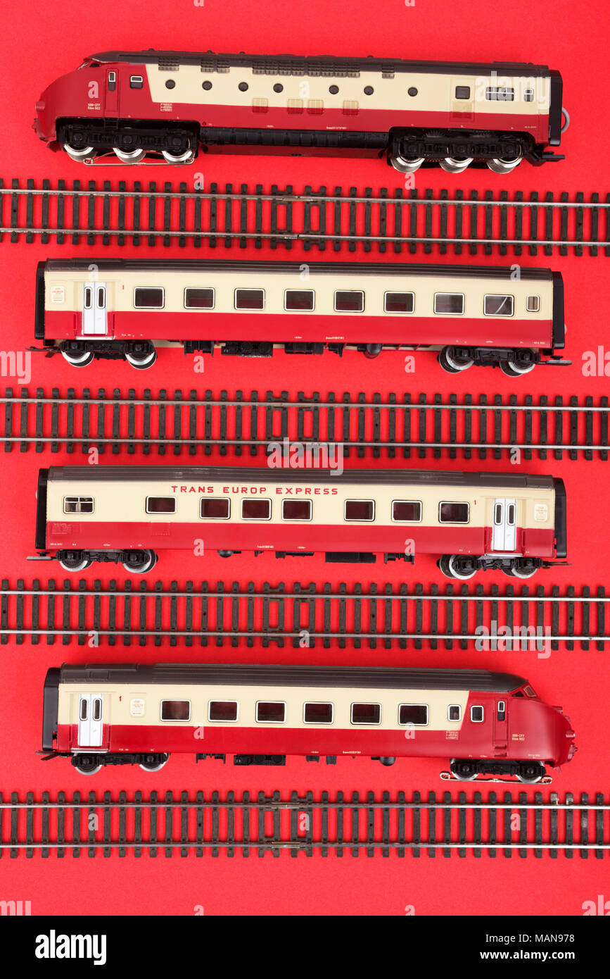 Marklin Trans Europe Express train set Stock Photo - Alamy