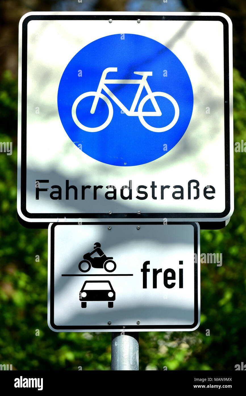 Road sign with german inscription bicycle road hi-res stock photography ...