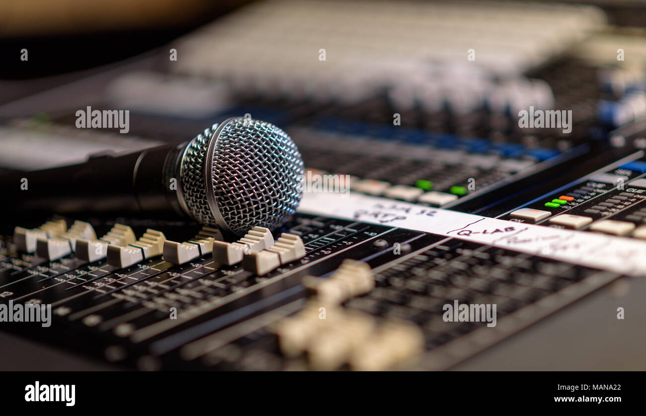Check Check one Two? A microphone in a performance center Stock Photo ...