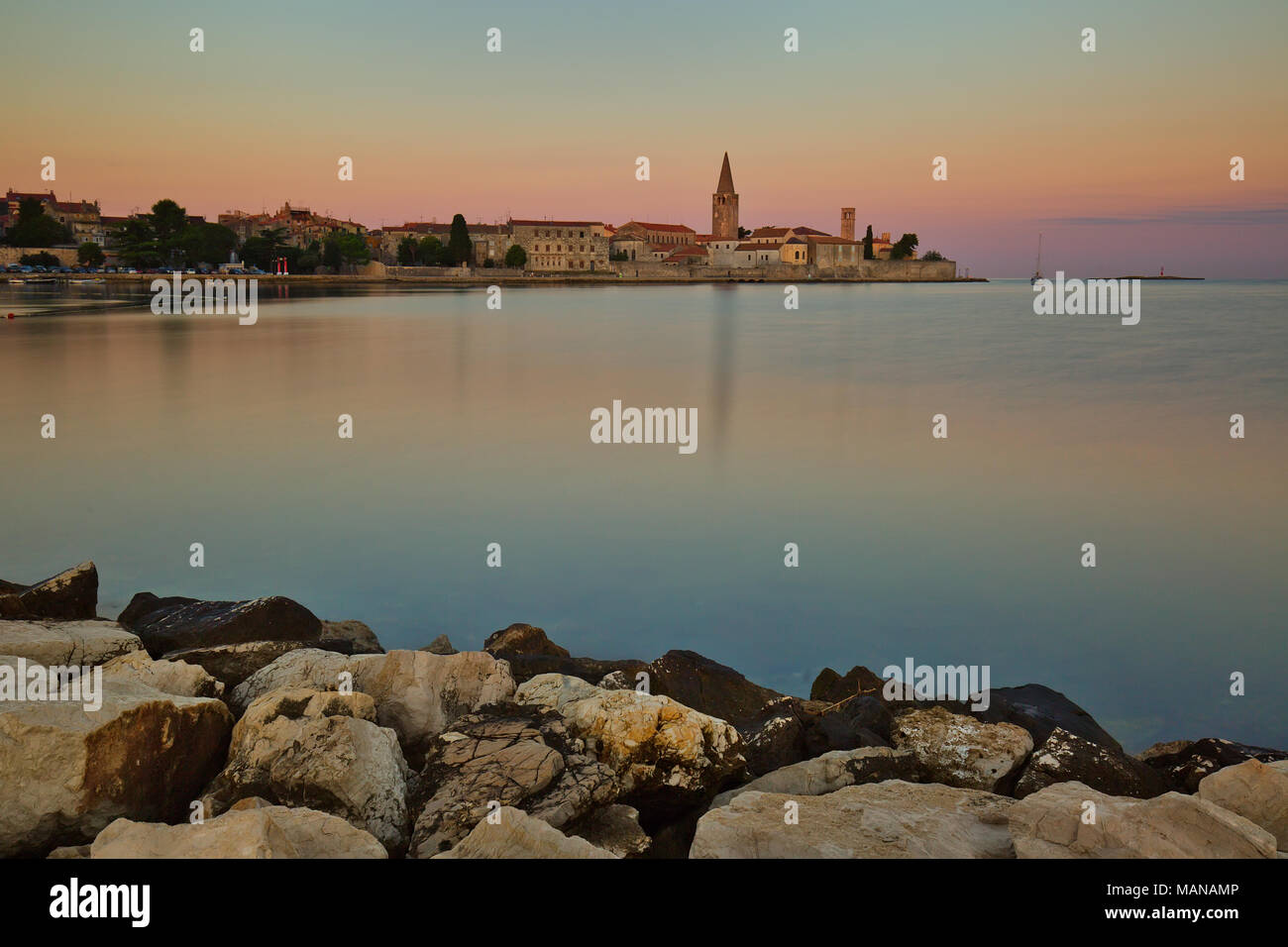 View to Porec old town, famous tourist destination in Croatia before ...