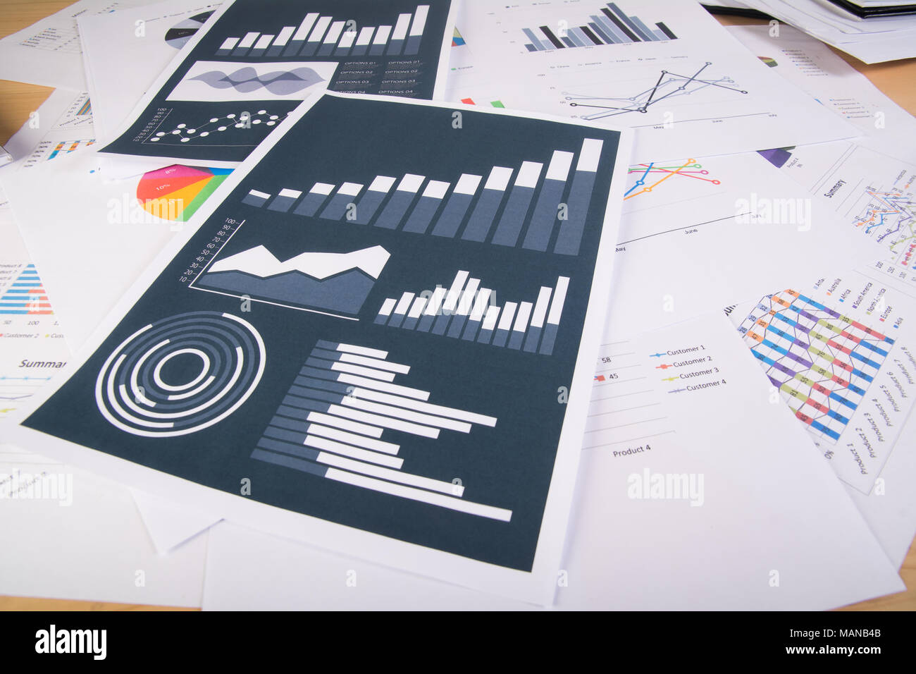 Business report. Graphs and charts.Business concept Stock Photo - Alamy