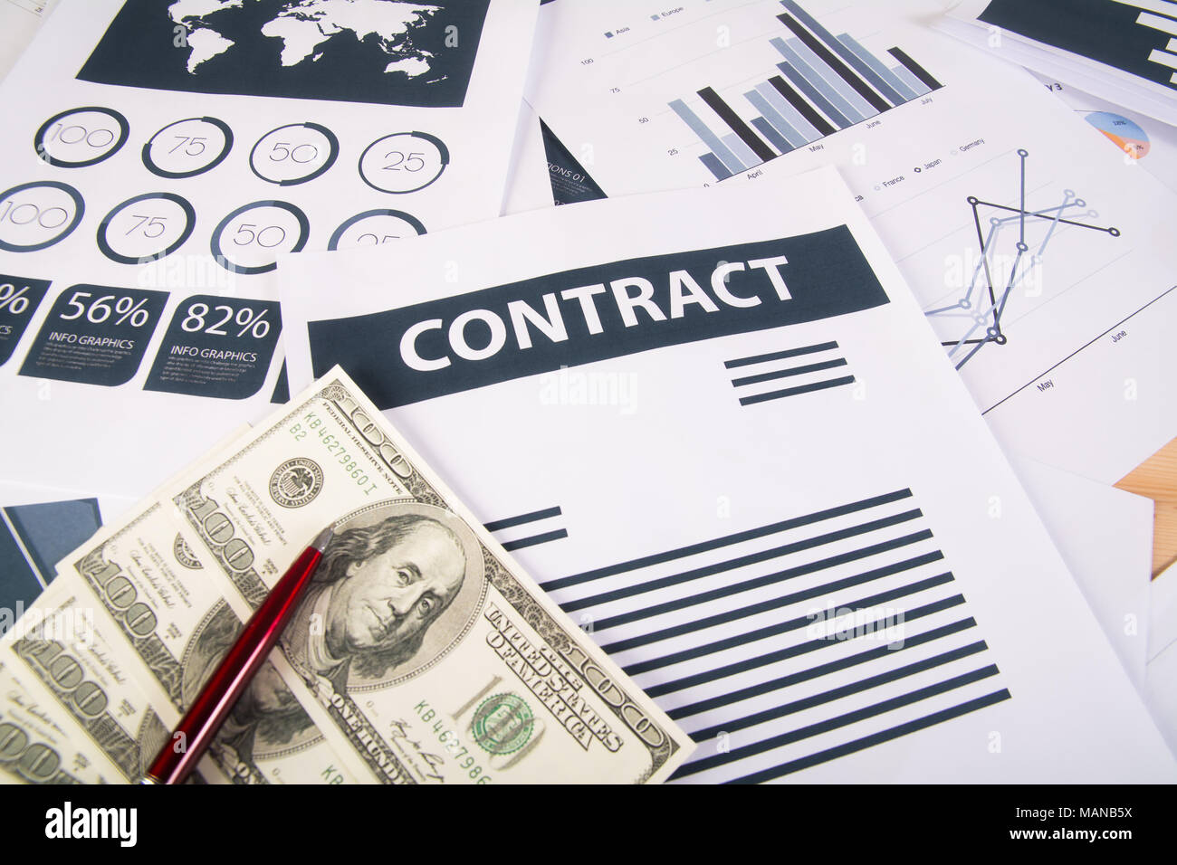 Close up of Business Money Graphs and charts.Business concept Stock ...
